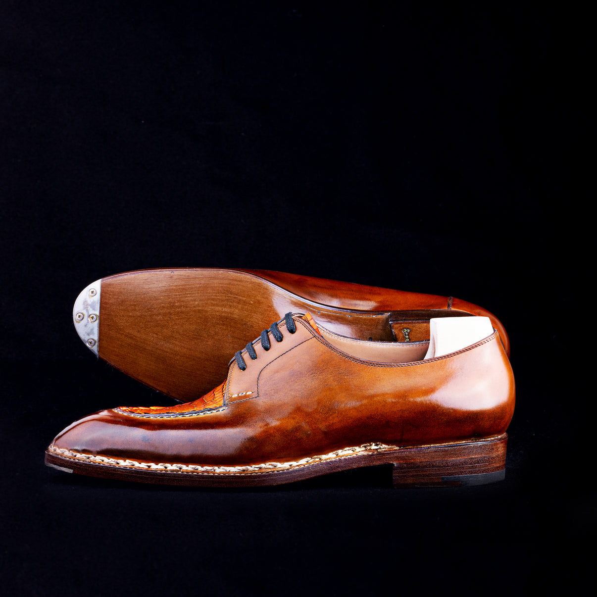 Five eyelet split toe Derby Spectator with Croc apron – Saint Crispin's